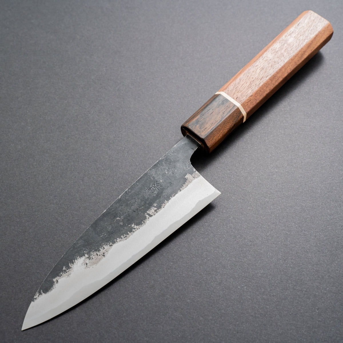 Hitohira Blue #1 Kurouchi Santoku 125mm Walnut Handle – Tetogi